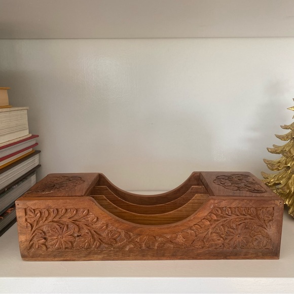 Handmade | Storage & Organization | Vintage 97s Hand Carved Desk Stop ...